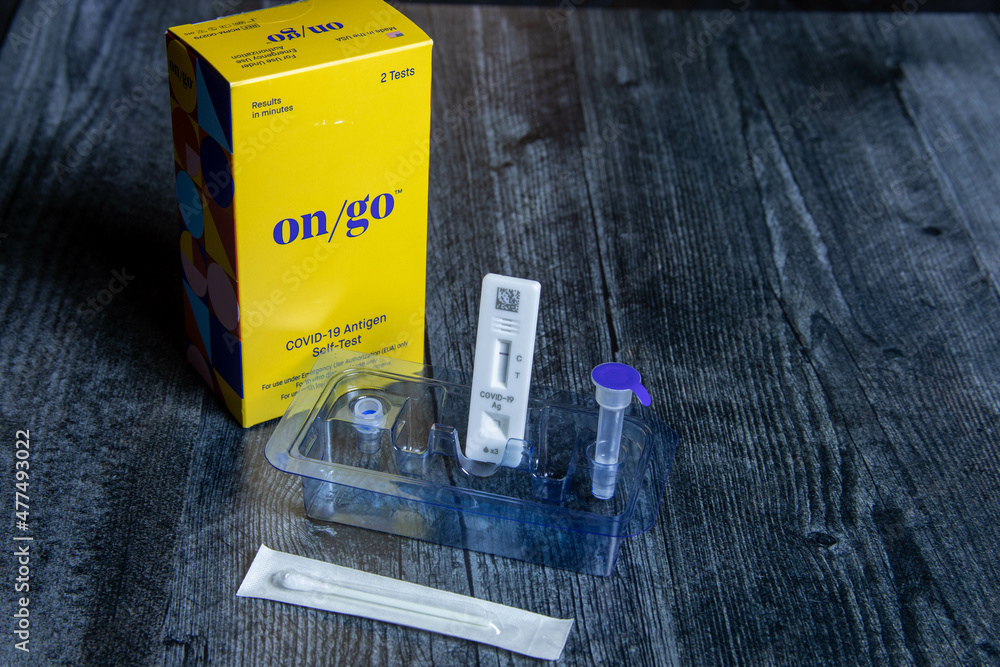 Contents of On/Go COVID-19 Antigen Self-Test Kit Stock Photo | Adobe Stock