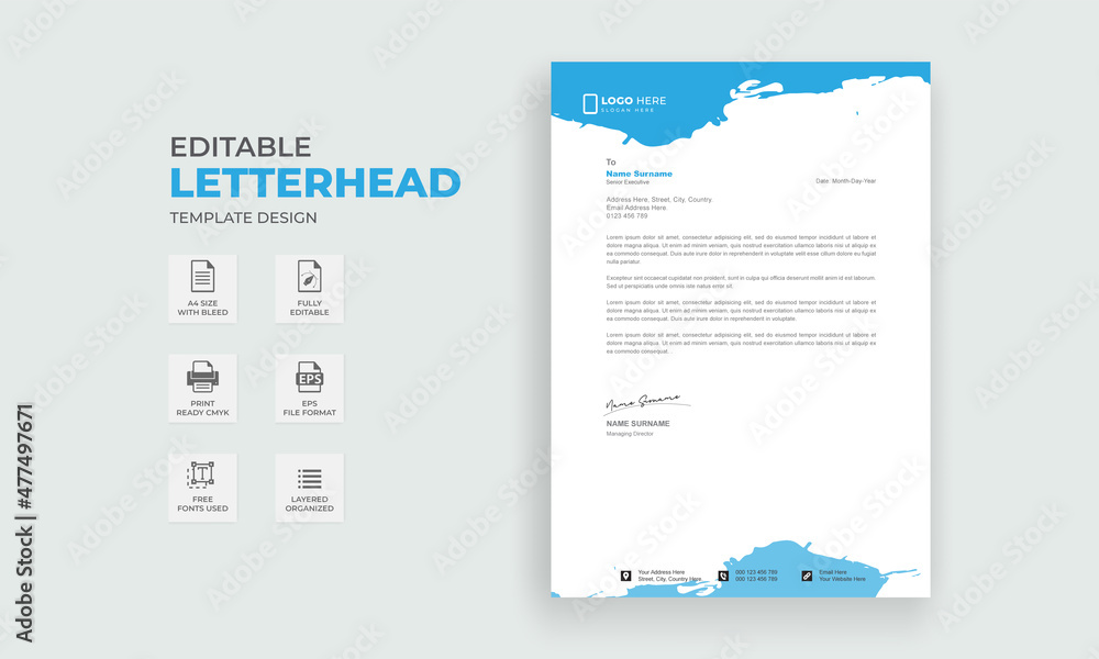 Editable Letterhead Template Design. Business Letterhead Design ...