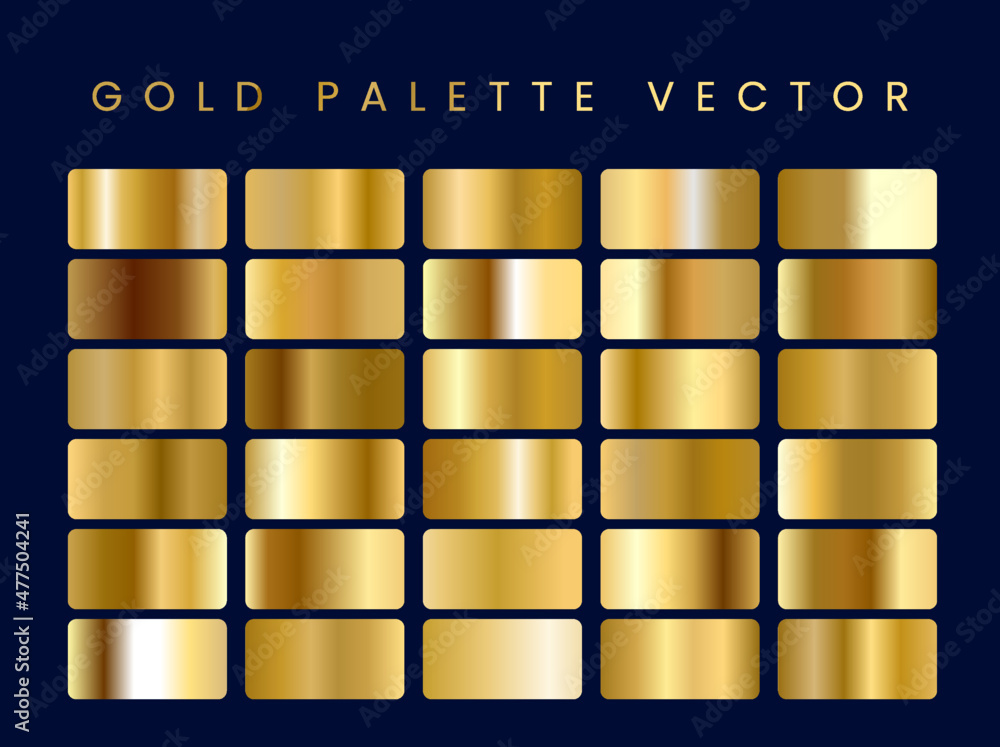 Big set of metallic gold gradient palette vector Stock Vector | Adobe Stock