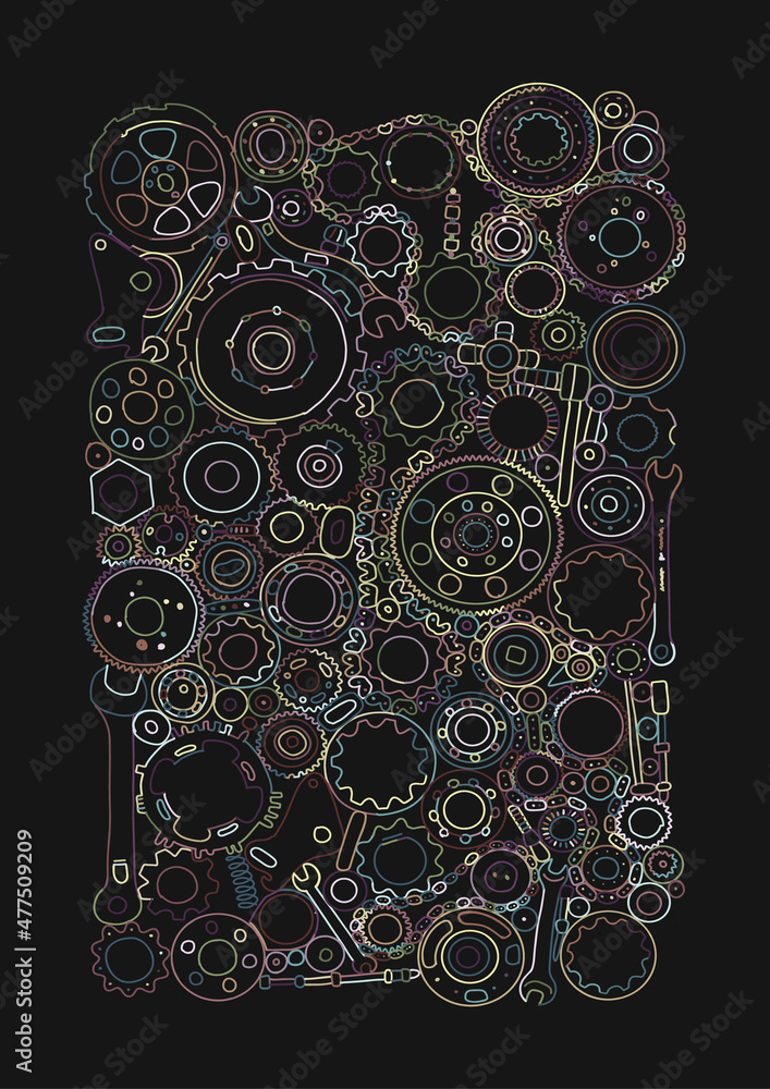 Auto spare parts and gears, background for your design Stock Vector ...