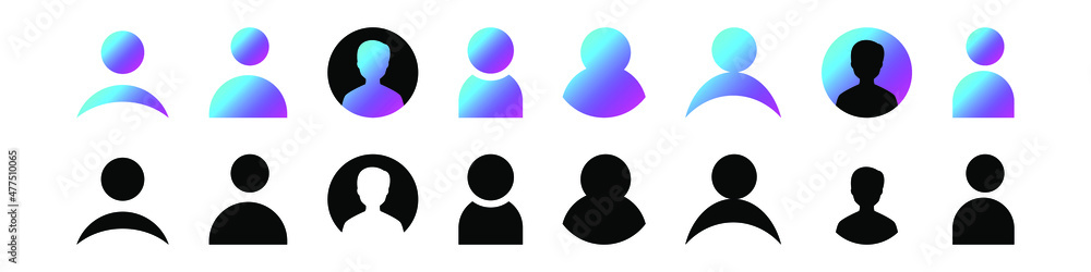 Big set of user icons. Custom silhouette symbol for your website design ...