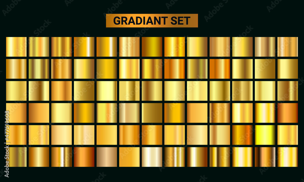 Beautiful huge collection of gold color gradients Stock Illustration ...