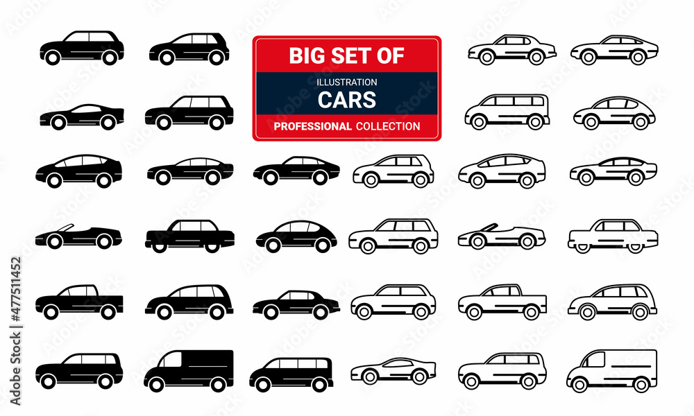 Car icons set Collection of high quality modern flat style car icons ...