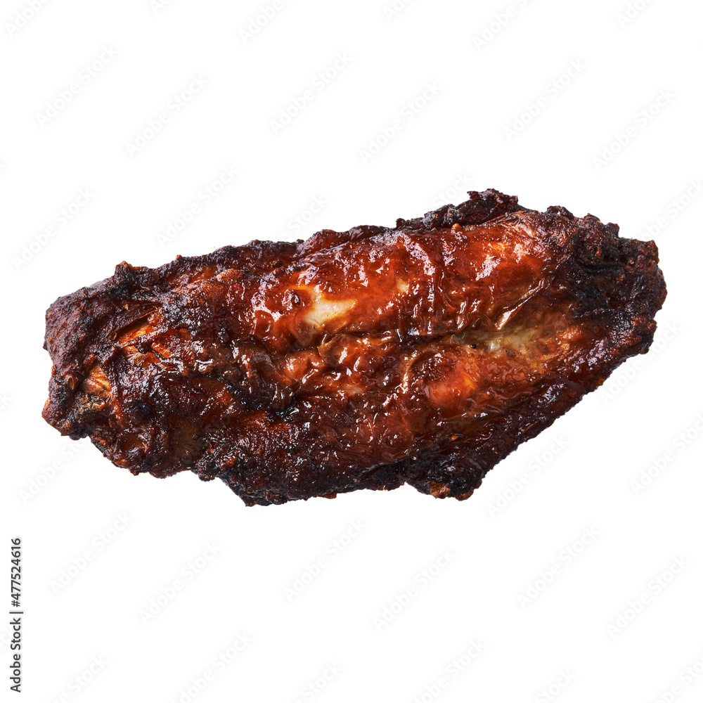 SIngle roasted chicken wing isolated on a white background Stock Photo ...