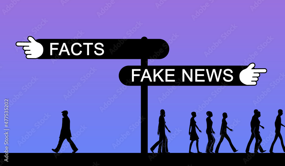 Fake News VS Facts Concept Idea with Walking People. Crowd and ...