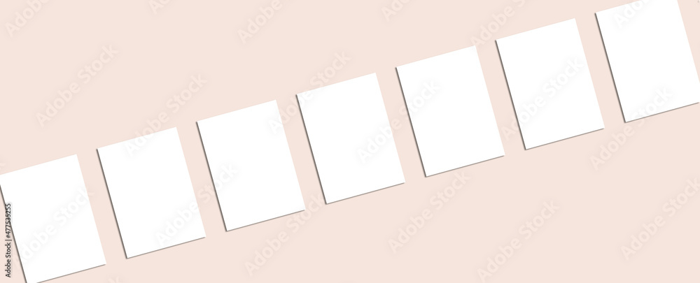 White Diagonal Rectangle mockups lying on neutral Light background ...