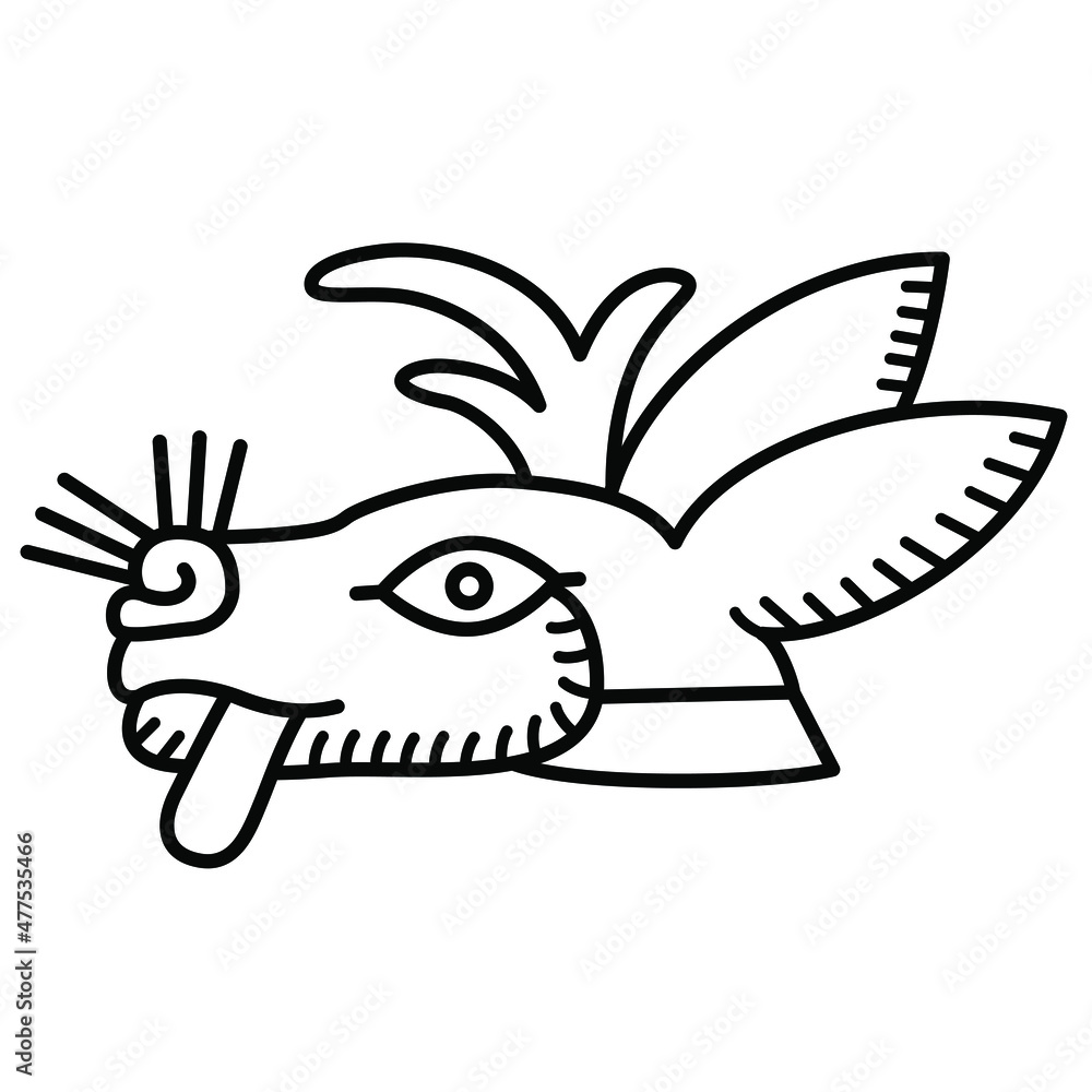 Stylized head of a deer or hare with his tongue out. Ethnic native ...