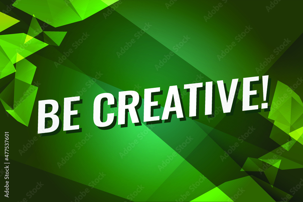 be creative word concept vector illustration with green lines and 3d ...