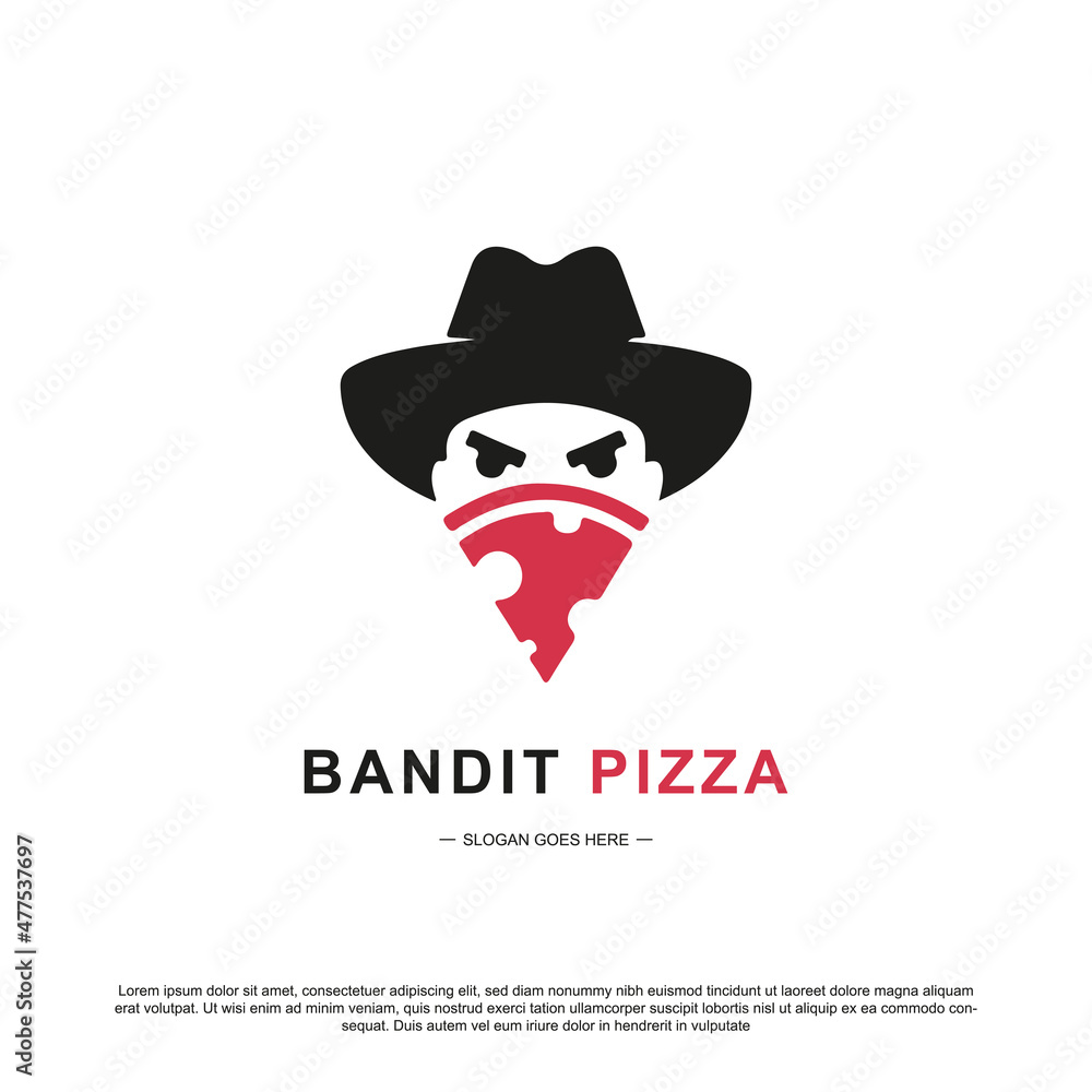 Creative bandit pizza logo design. Bandit with pizza mask vector Stock ...