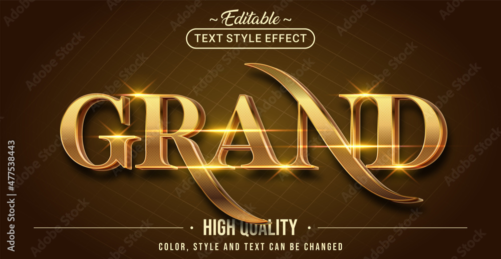 Editable text style effect - Grand text style theme. Stock Vector ...