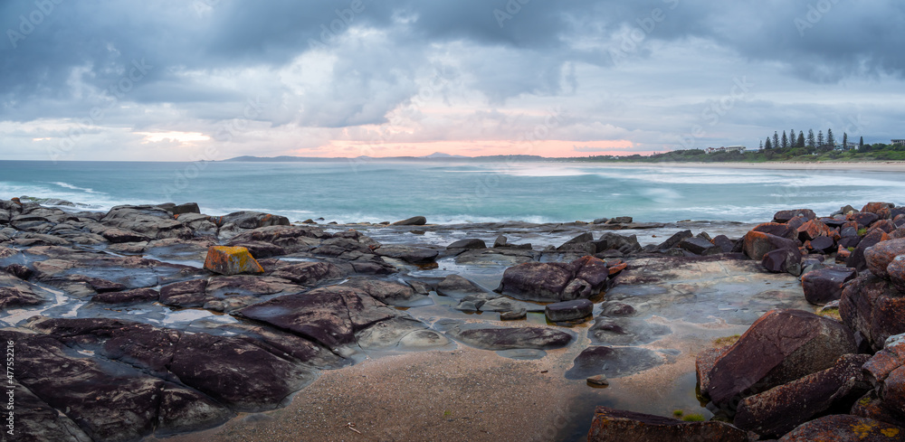 Pippi Beach Panorama Yamba Stock Photo | Adobe Stock