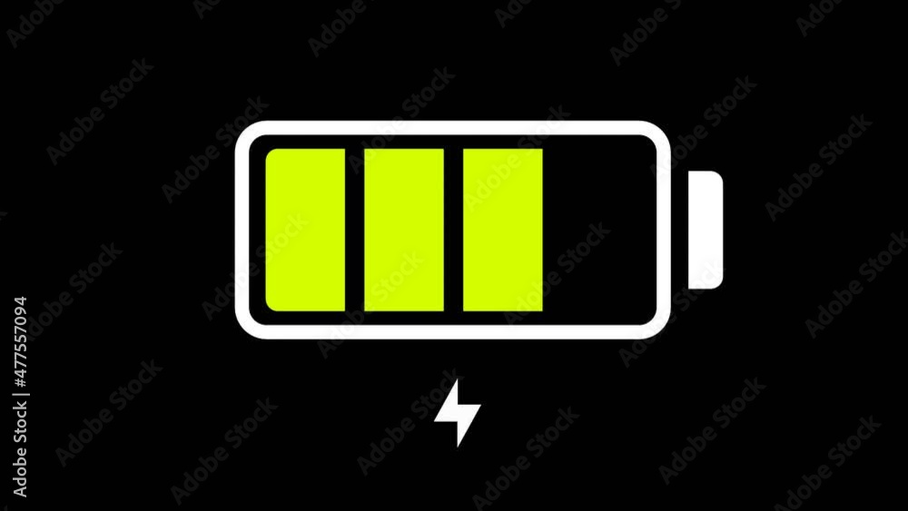 Horizontal battery charging indicator with color change from red to ...