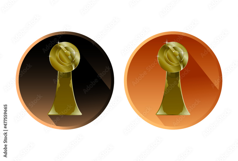 set of gold trophy circle vector designs on luxury black gradient ...