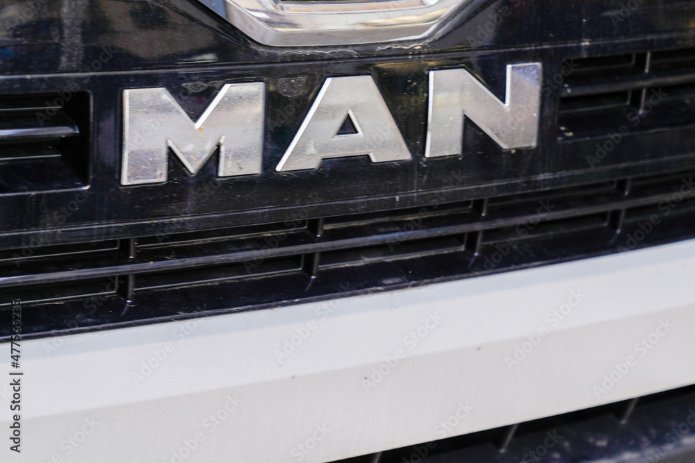 Man truck bus brand text and logo sign trucks front panel van ...