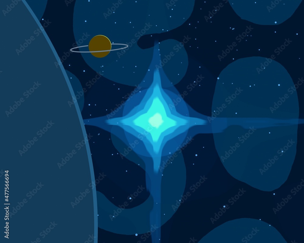 Vast, cold space. Cartoon style distant galaxies digital art ...