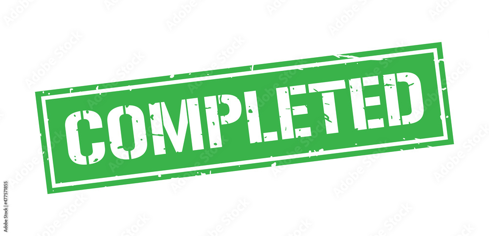 Grunge green completed word square stamp sign isolated on white ...