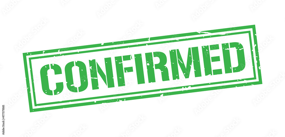 Confirmed word stamp symbol isolated on white background. Grunge green ...