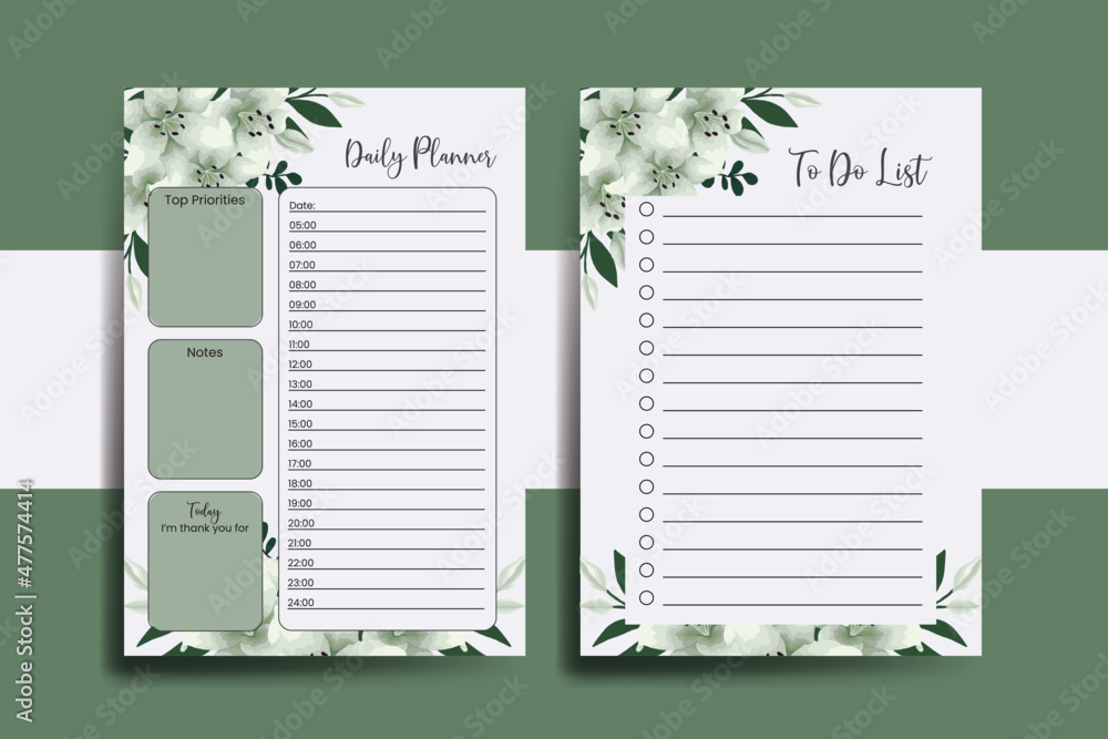 Planner To Do List Lily Flower Design Template Stock Vector | Adobe Stock
