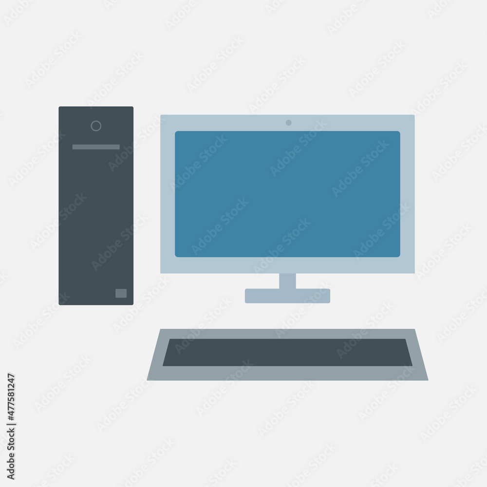 シンプルでかわいいデスクトップパソコンのイラスト Stock Vector | Adobe Stock