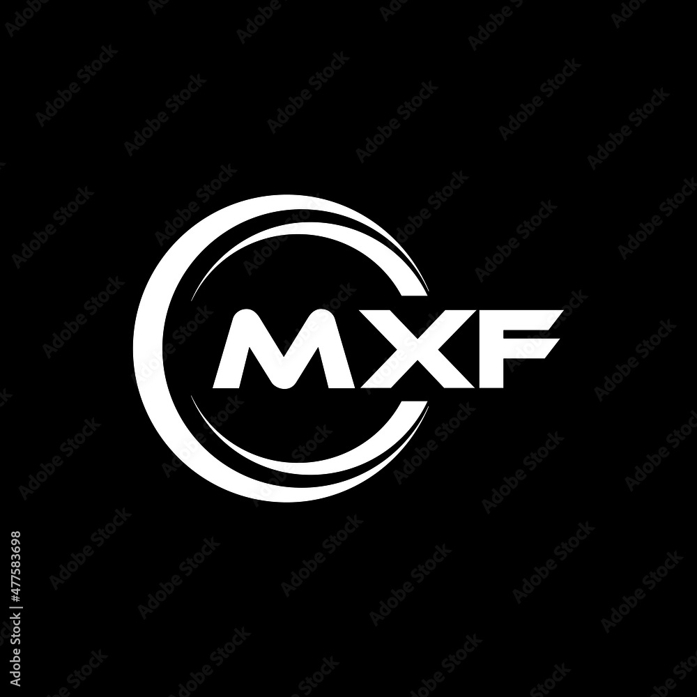 Vetor do Stock: MXF letter logo design with black background in ...