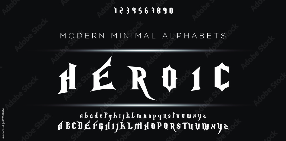 Modern Minimal Font and Alphabets. Unique tech typeface for business ...