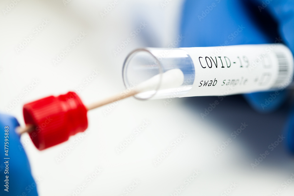 Close up of COVID-19 PCR testing collection kit Stock Photo | Adobe Stock