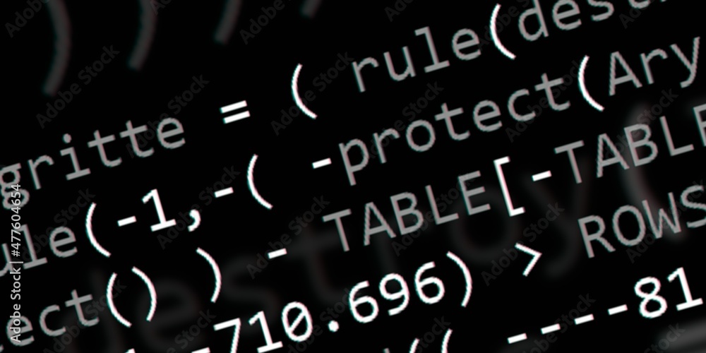 Programming screen of software developer. Program code background. Modern technology backdrop ...