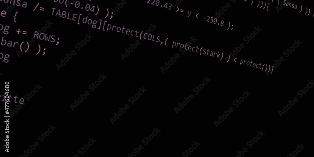 Programming screen of software developer. Program code background. Modern technology backdrop ...