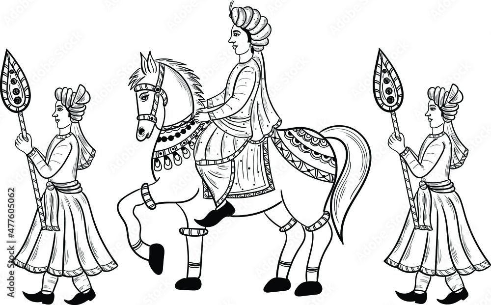 Indian Wedding Vector Black And White