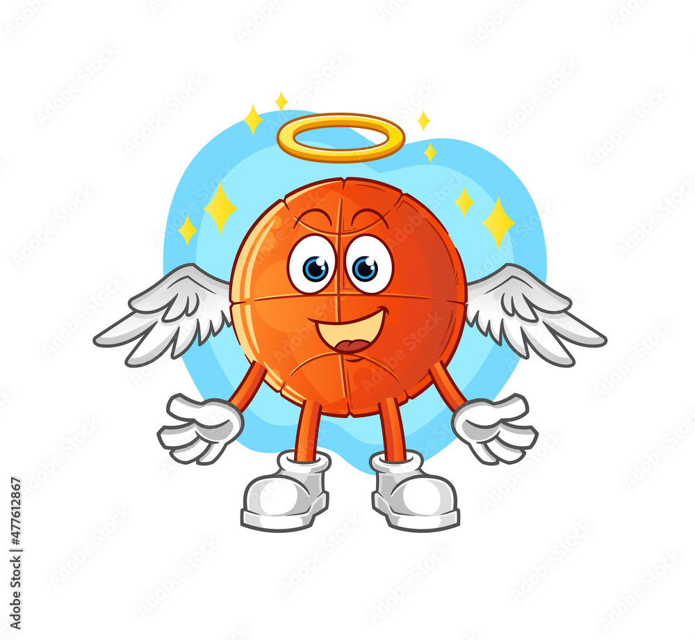 basketball angel with wings vector. cartoon character Stock Vector ...