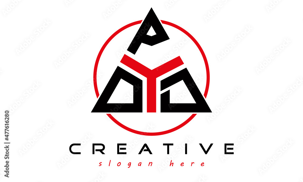 triangle badge with circle OPD letter logo design vector, business logo ...