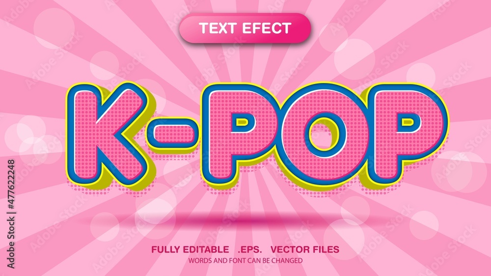 3D editable text effect and font style template, k-pop themed 素材庫向量圖 ...