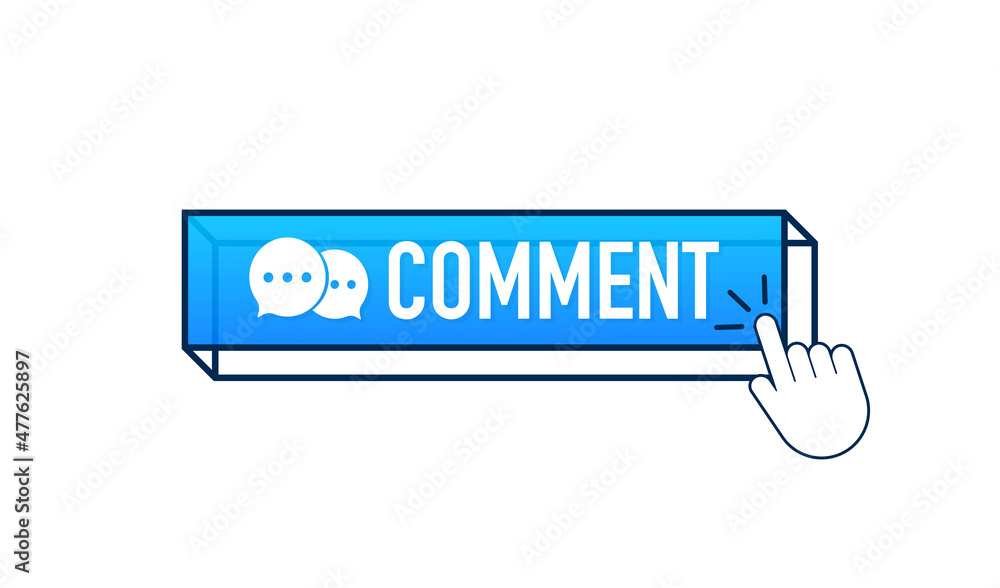 Flat blue comment button. Flat vector. Computer mouse click. Navigation ... Flat blue comment button. Flat vector. Computer mouse click. Navigation ...