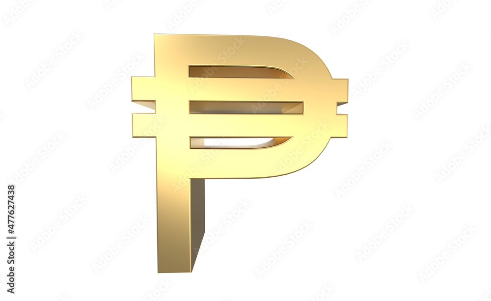 Currency symbol of Philippine, Philippine peso sign in Gold - 3d ...