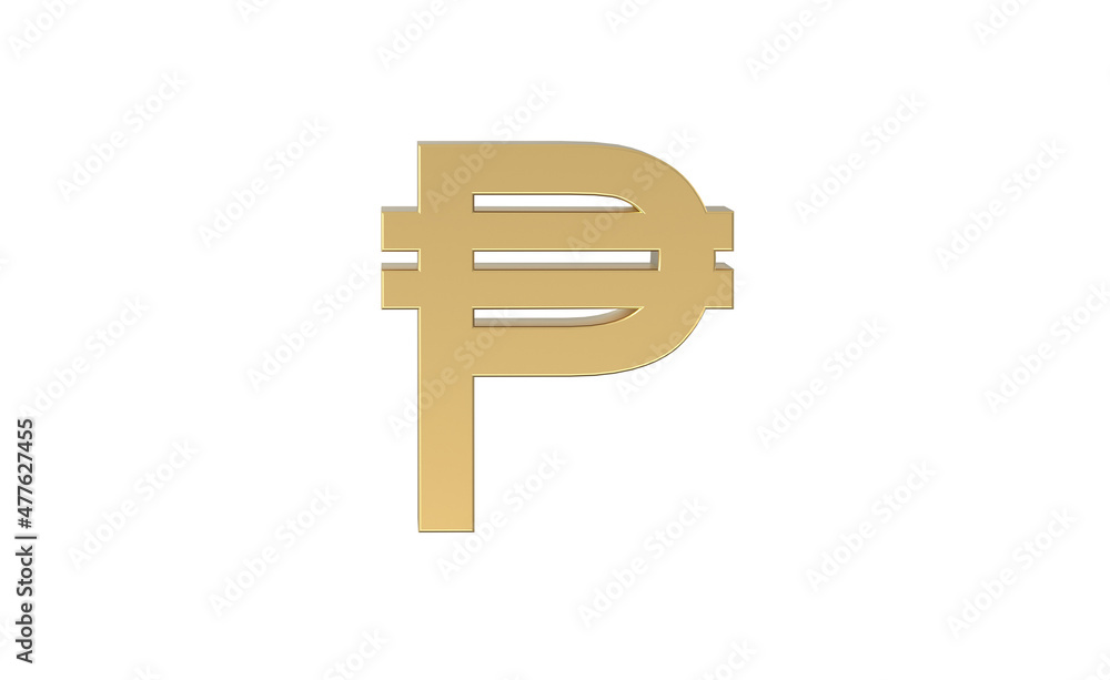 Currency symbol of Philippine, Philippine peso sign in Gold - 3d ...