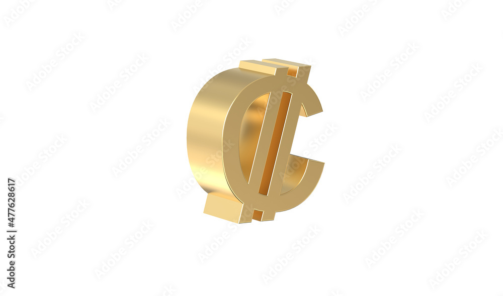 Currency symbol of Costa Rica, Costa Rican Colón sign in Gold - 3d ...