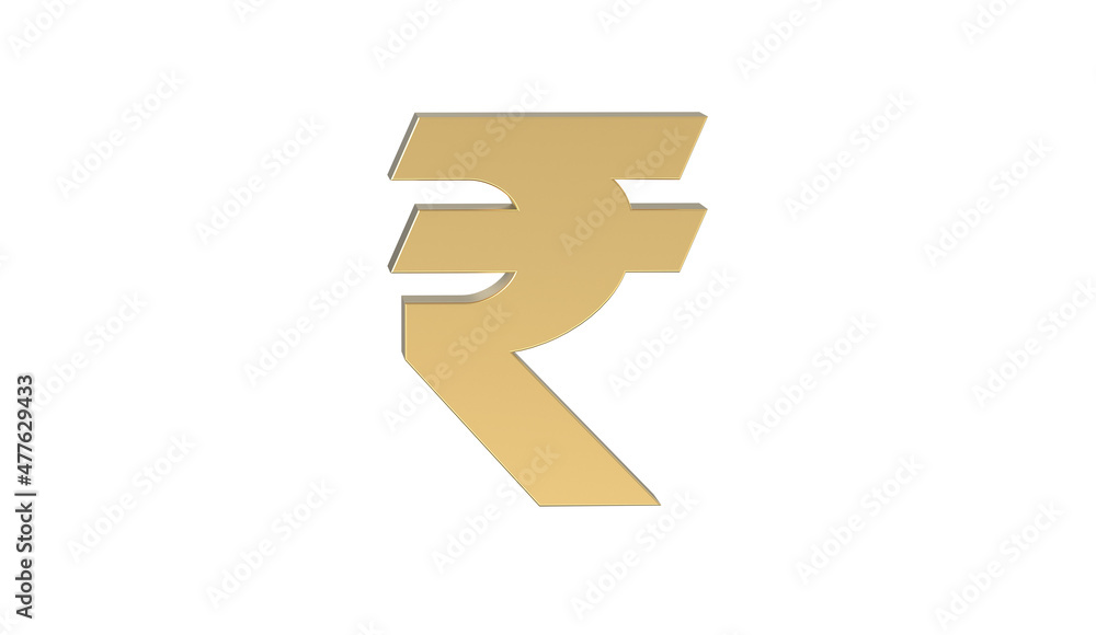 Currency symbol of India, sign of Indian rupee in Gold - 3d rendering ...
