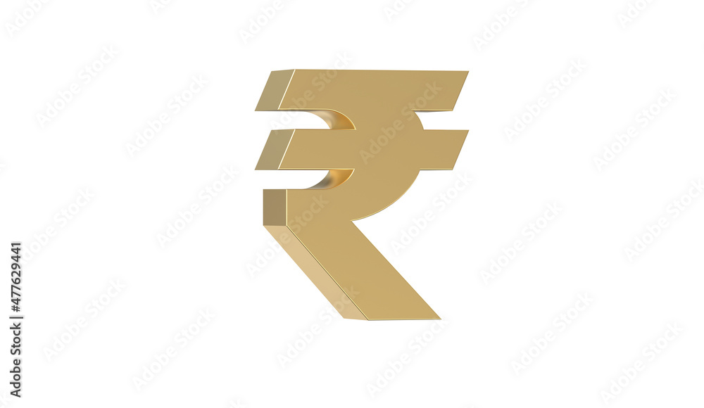 Currency symbol of India, sign of Indian rupee in Gold - 3d rendering ...