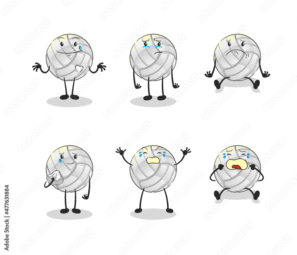 volleyball sad group character. cartoon mascot vector Stock Vector ...