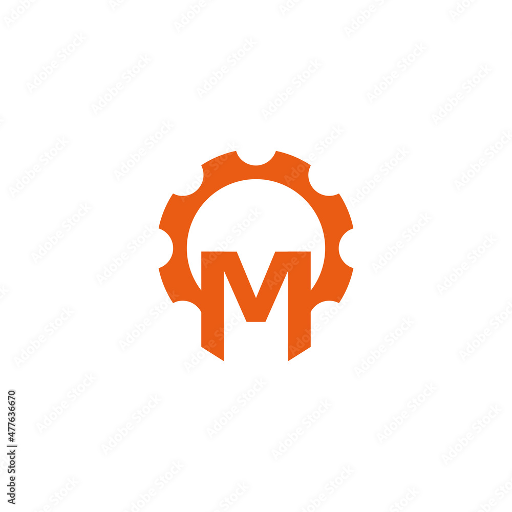 Letter M with mechanical gear look. vector symbol Stock Vector | Adobe ...