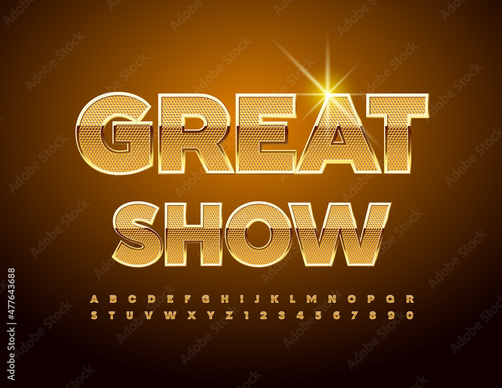Vector premium Emblem Great Show. Luxury Gold Font. Chic Alphabet ...
