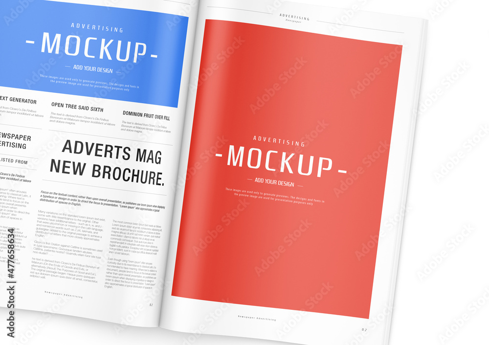 Newspaper Advertising Magazine Brochure Mockup 3D Rendering White ...