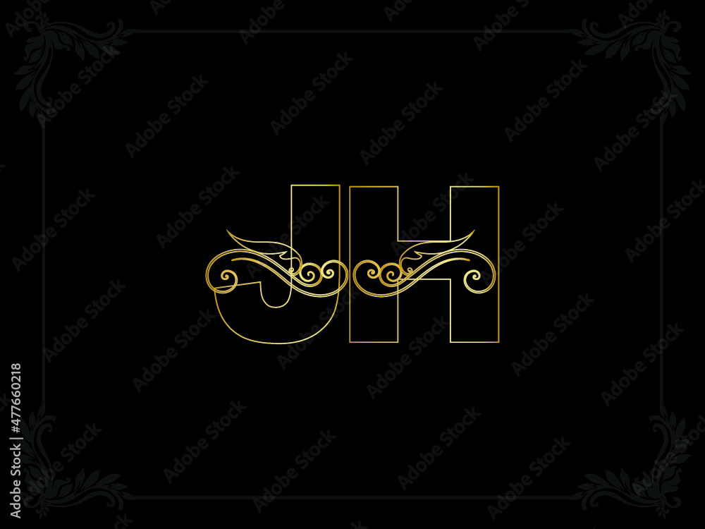Monogram Luxury JH logo, Letter jh logo minimalist luxury gold color ...
