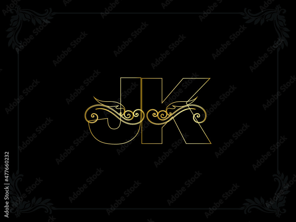 Monogram Luxury JK logo, Letter jk logo minimalist luxury gold color ...