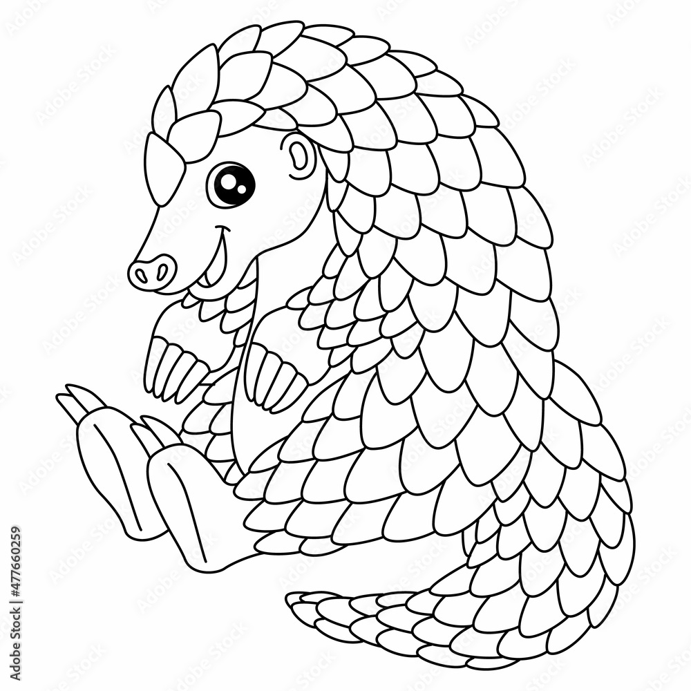 Pangolin Coloring Page Isolated for Kids Stock Vector | Adobe Stock