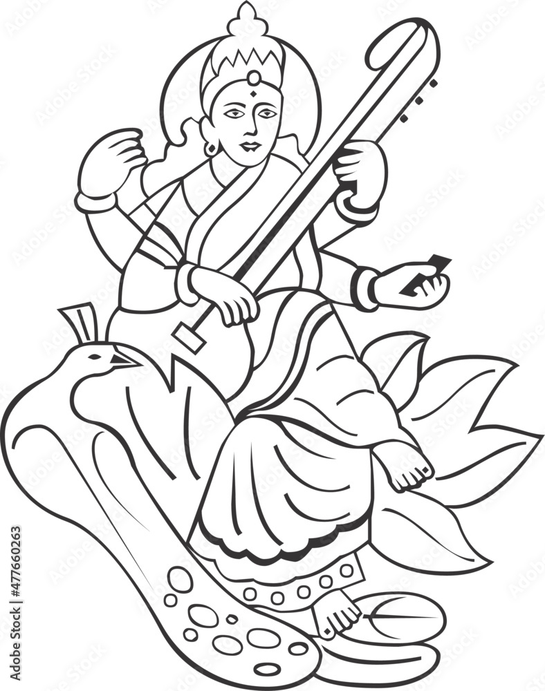 Vector illustration of Hindu goddess Stock Vector | Adobe Stock