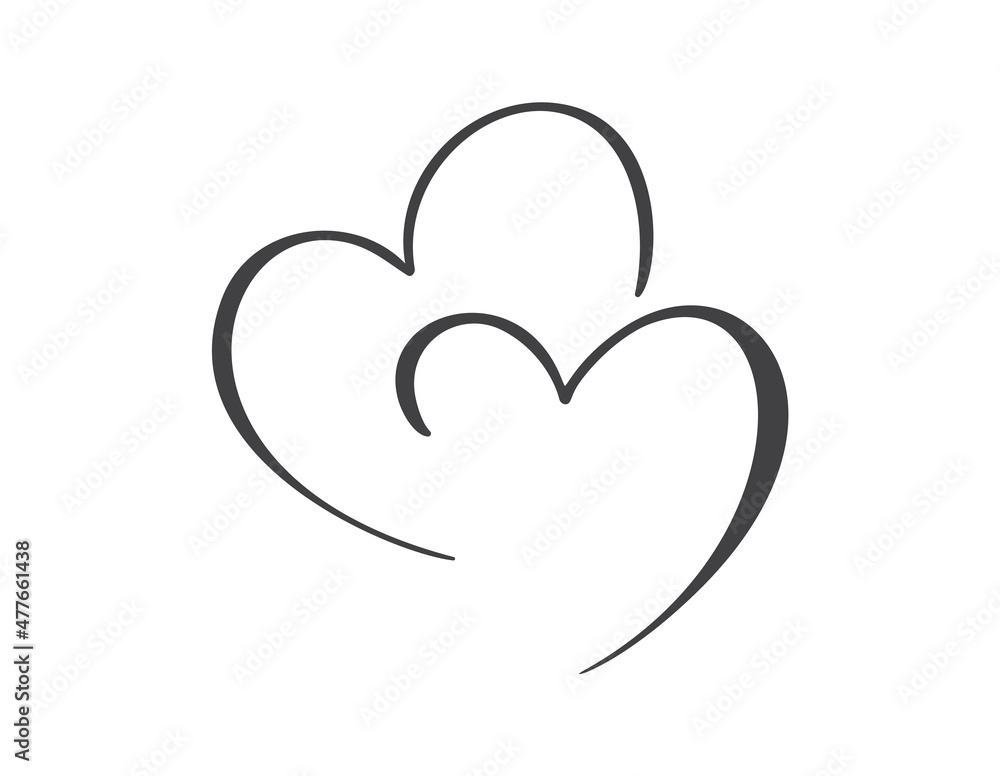 Two lovers heart frame. Hand drawn vector valentine day calligraphy ...