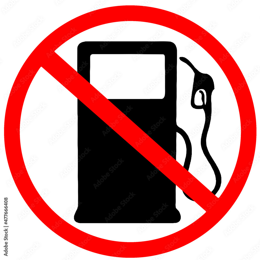 fuel oil gas pump station prohibition red circular road sign isolated ...