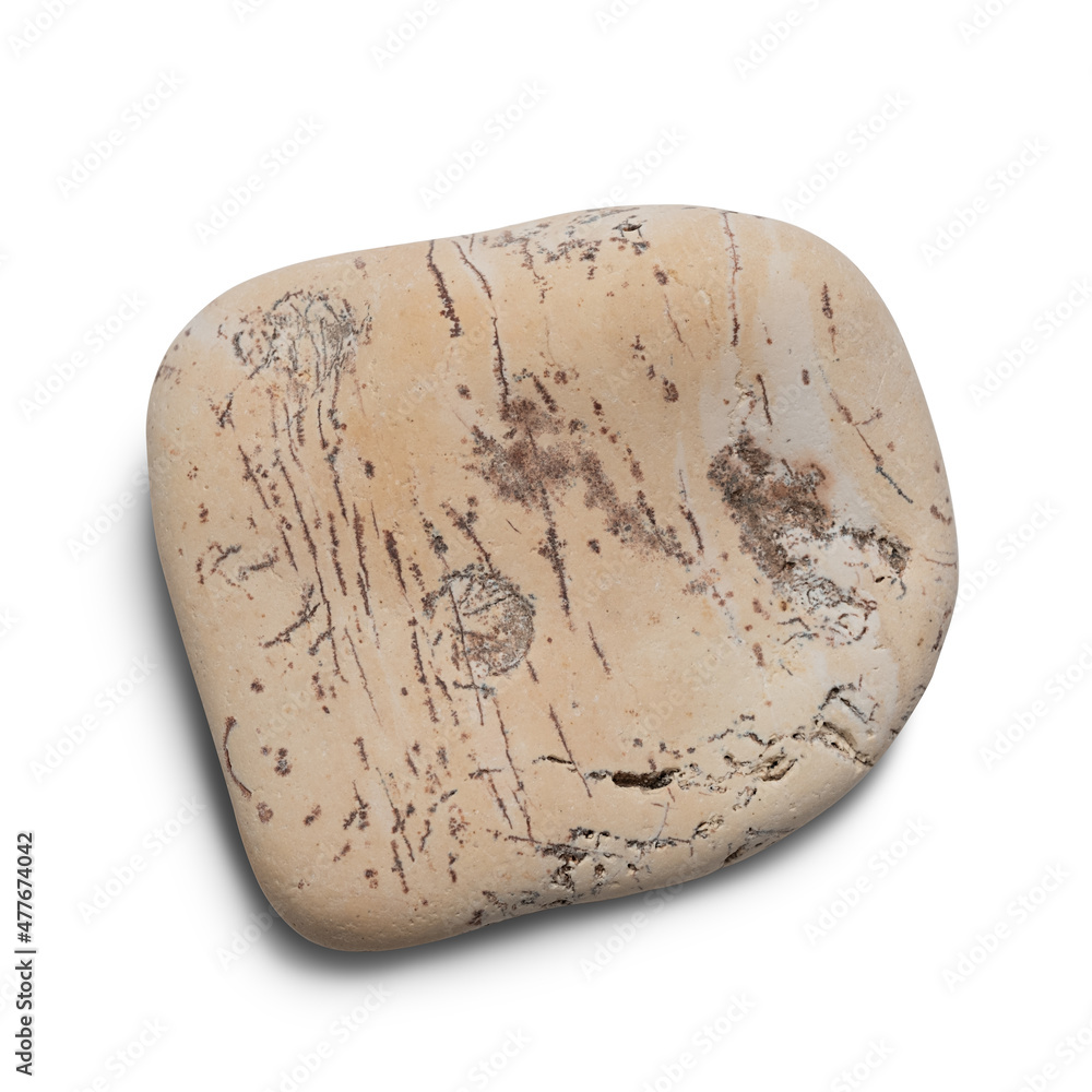 Pebble. Smooth red sea stone isolated on white background with shadows ...