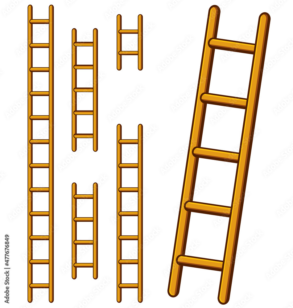 various cartoon step ladders set Stock Vector | Adobe Stock
